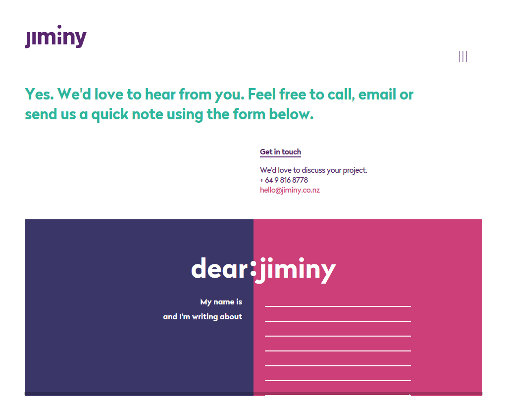 Contact Jiminy | Web Strategy Design and Development.
